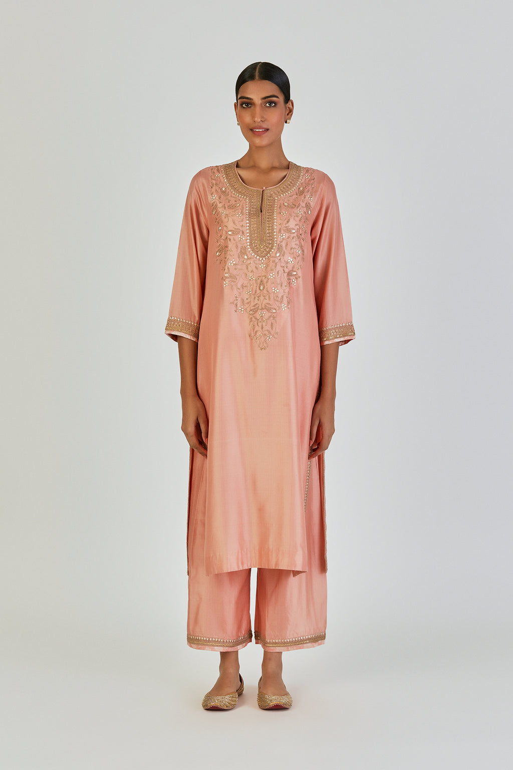 Lubena Kurta and Pant-Salmon Pink – Lajjoo